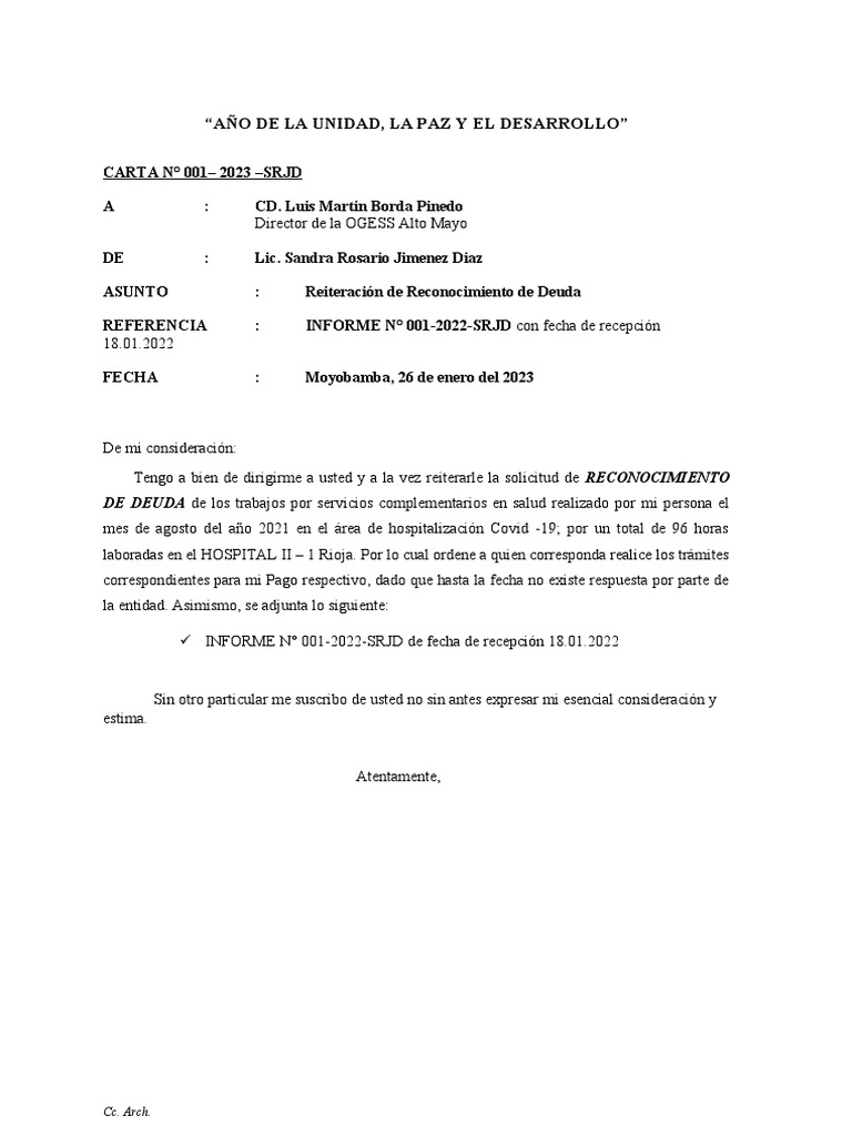 Carta #001-Sandra Pago | PDF