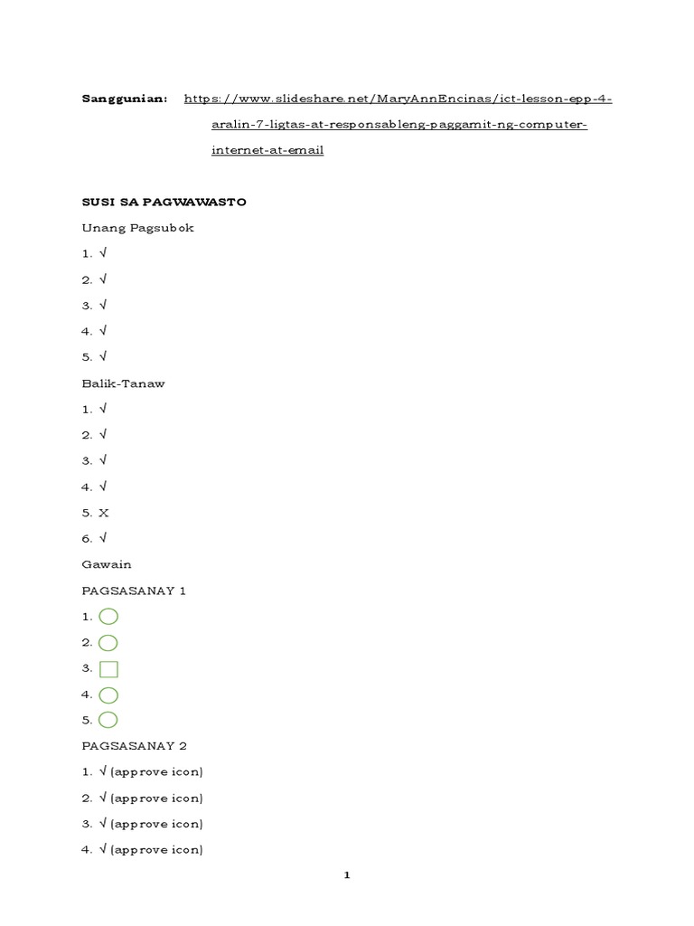EPP 4 Week 5 Key To Correction | PDF