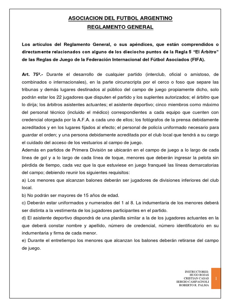 Archivo - RESUMEN DEL REGLAMENTO GENERAL DE AFA | PDF | Asociación de ...