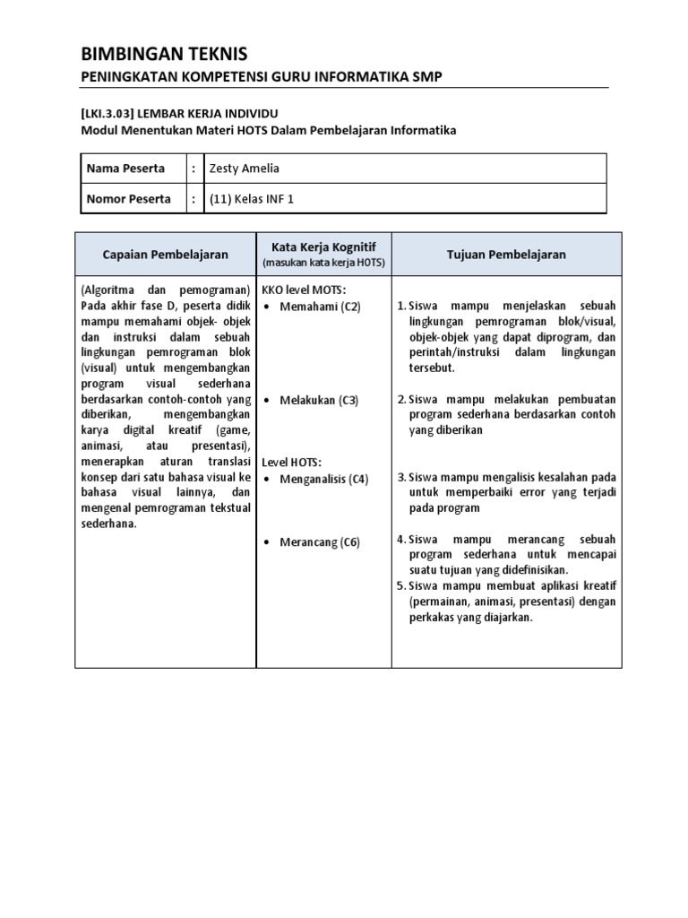 Menentukan KKO HOTS Pada CP Informatika | PDF