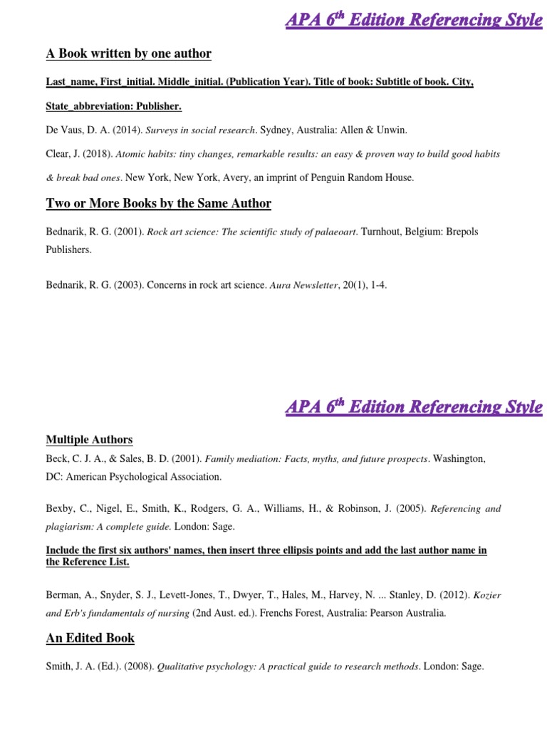 APA 6th Edition Referencing Style | PDF | Cognition | Psychology