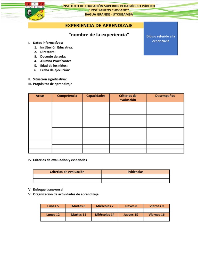 Esquema Experiencias de Aprendizaje | PDF