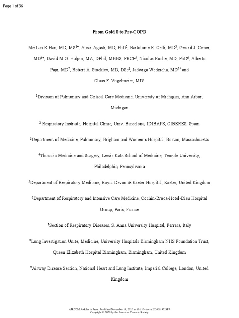 Pre Copd | PDF | Chronic Obstructive Pulmonary Disease | Bronchitis