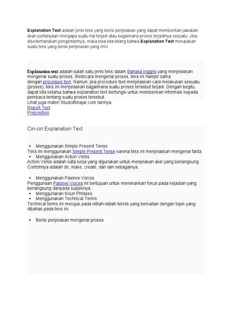 Explanation Text | PDF | Seni & Disiplin Bahasa | Kajian Bahasa Asing