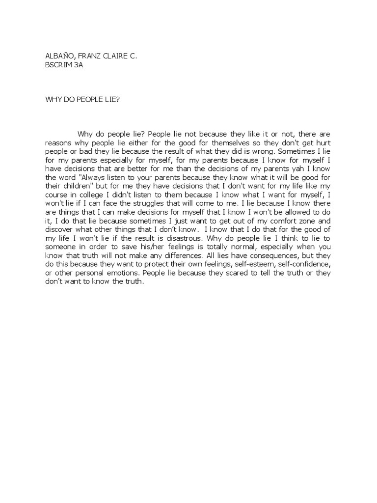 Why Do People Lie | PDF