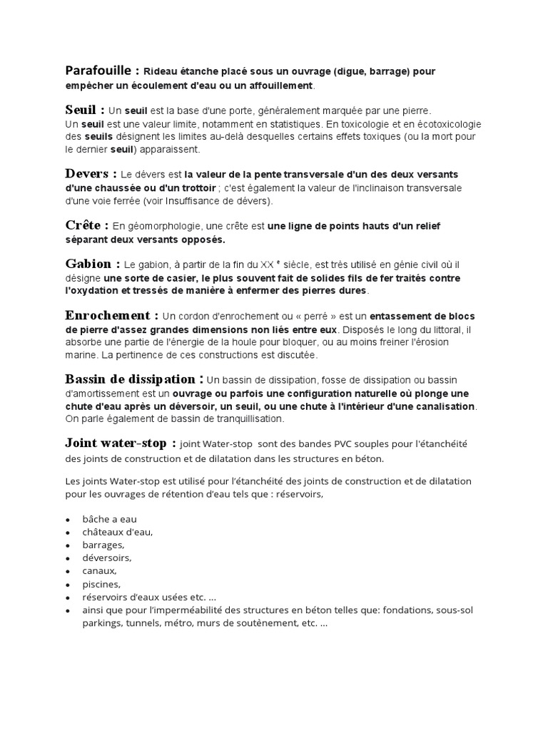 Definition de Rapport | PDF | Plomberie | Barrage