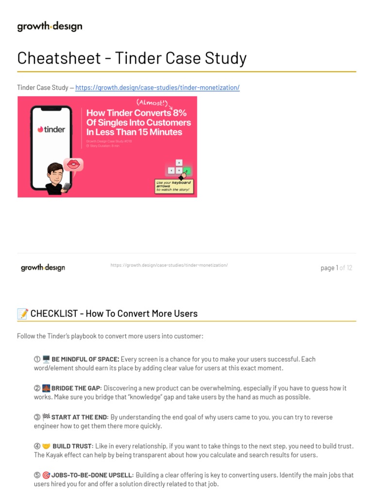 Tinder User Onboarding Cheat Sheet | PDF | Tinder (App) | Cognitive Science