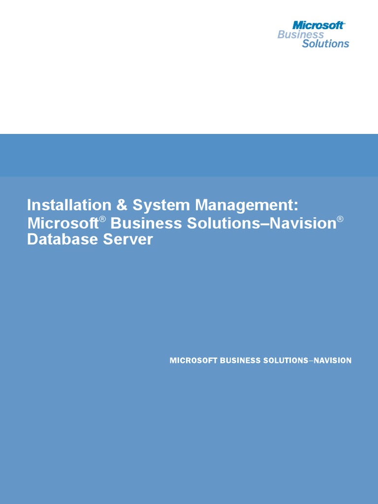Installation & System Management: Microsoft Business Solutions-Navision ...