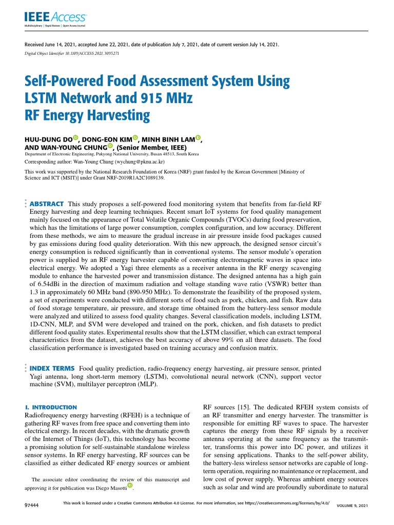 Self-Powered Food Quality Monitoring System Using RF Energy Harvesting ...