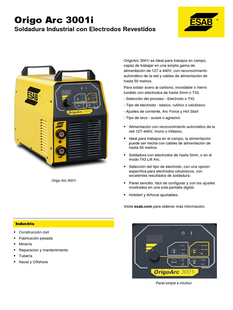 Origo Arc 3001i | PDF | Soldadura | Construcción