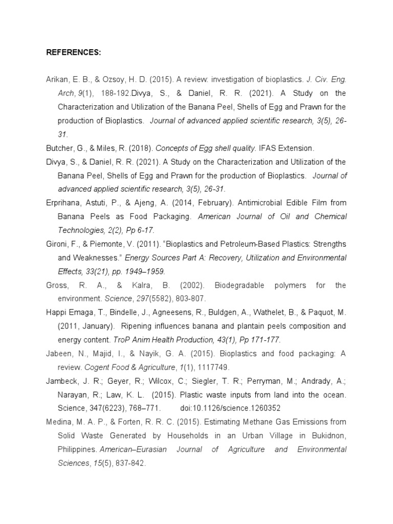 REFERENCES | PDF | Plastic | Nature