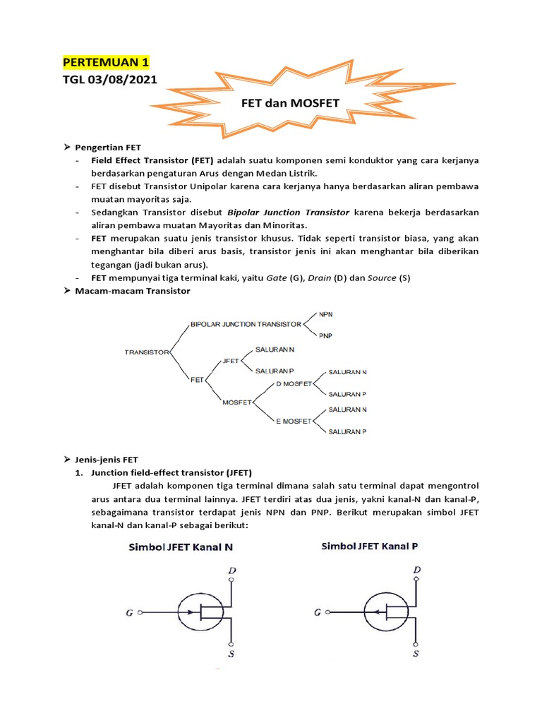 Fet Dan Mosfet Pertemuan 1 | PDF