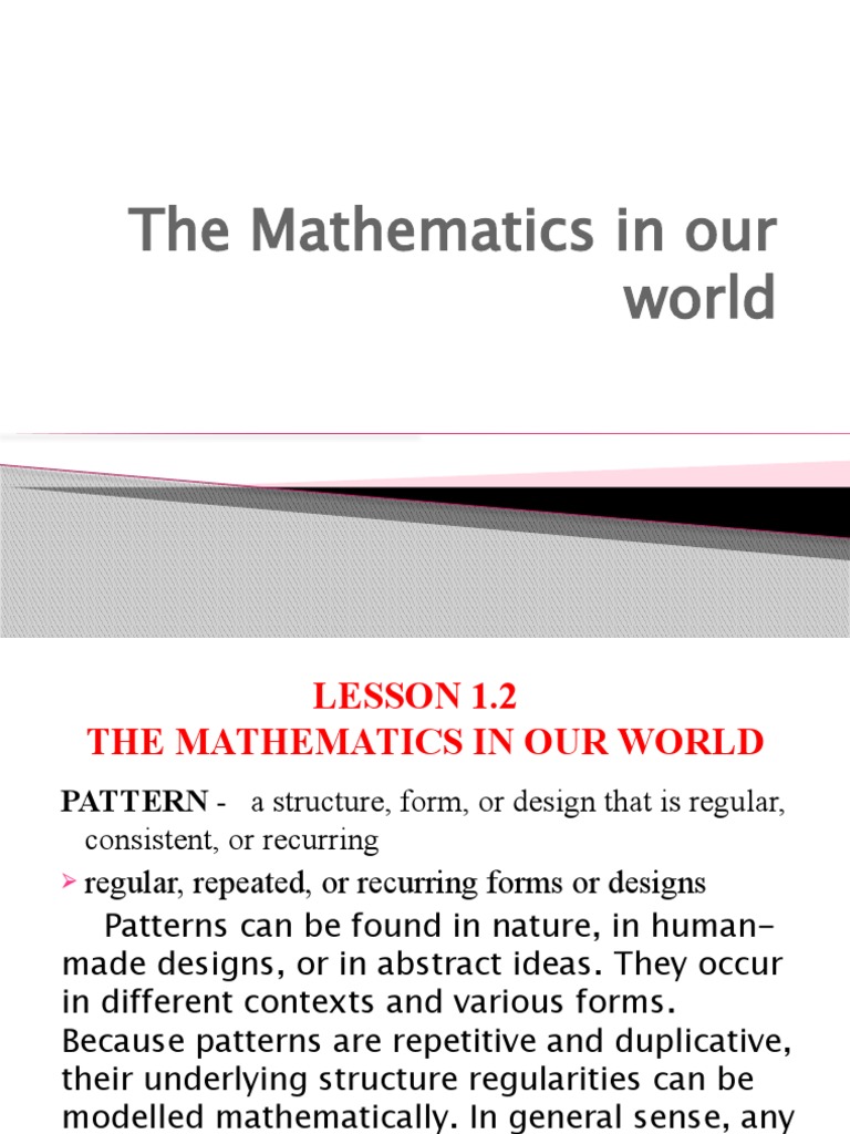 Lesson 1.2 - The Mathematics in Our World | PDF | Pattern | Fractal