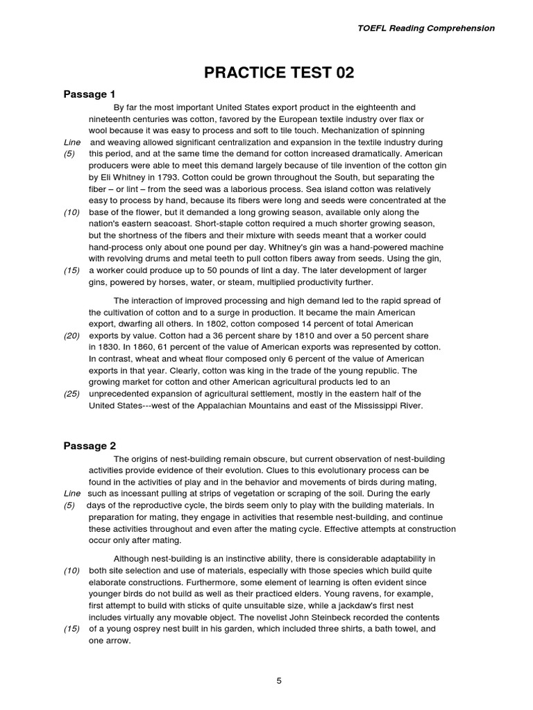 Reading Practice Test TOEFL 4 | Download Free PDF | Violin | Cotton