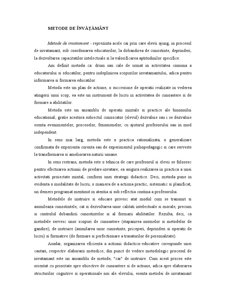 Metode de Invatamant | PDF