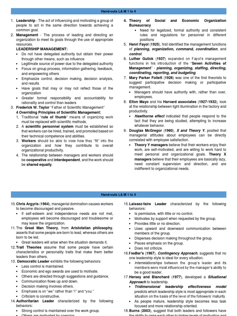 Handouts LM Parts 1 4 | PDF | Motivational | Motivation