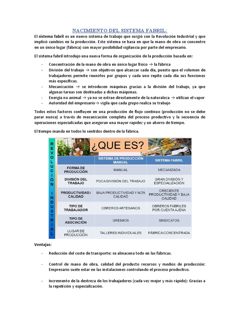 Tema 9 - Nacimiento Del Sistema Fabril | PDF | Division de trabajo ...