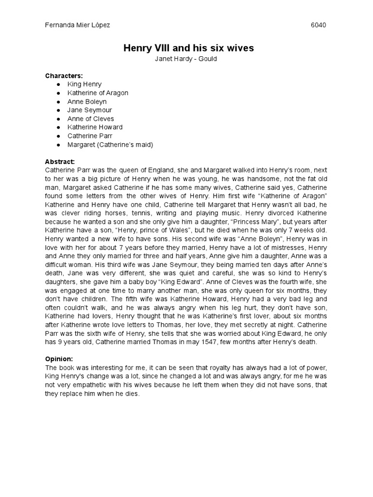 King Henry VIII's Six Wives: A Summary of Their Relationships and Fates ...