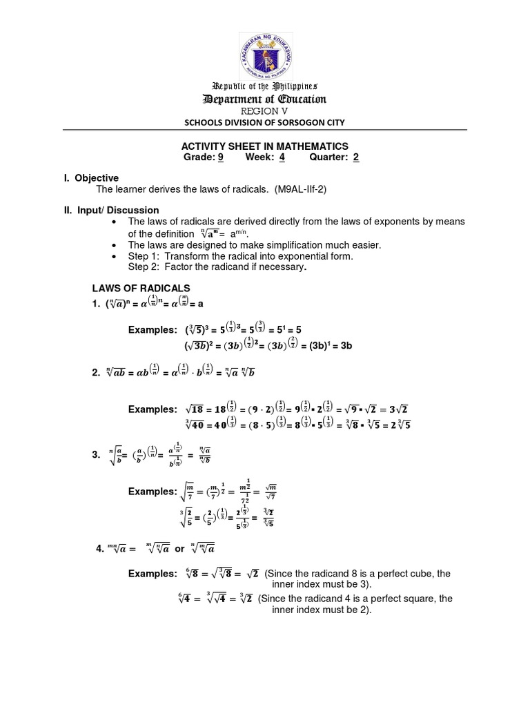 Math 9 As Q2 Week 4 | PDF | Mathematics | Applied Mathematics