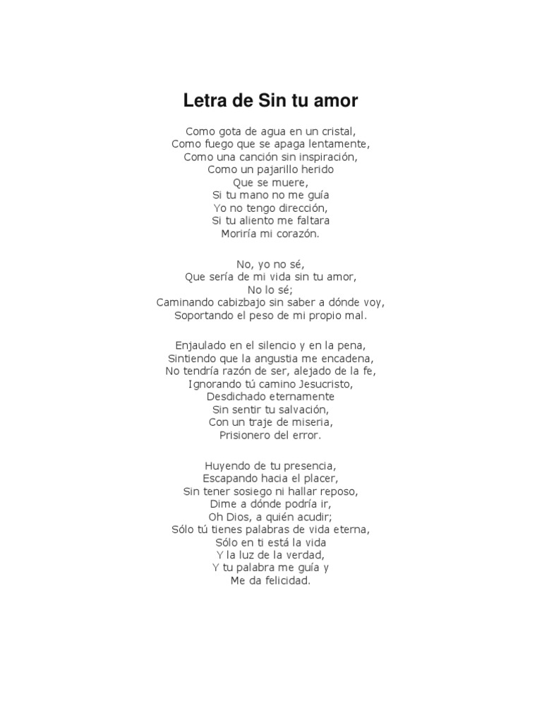 Letra de Sin Tu Amor | PDF