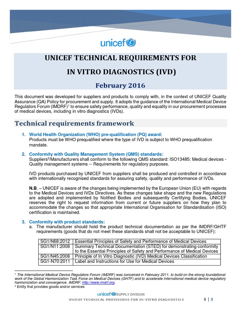 Technical Requirements in Vitro Diagnostics (IVD) | PDF | Medical ...