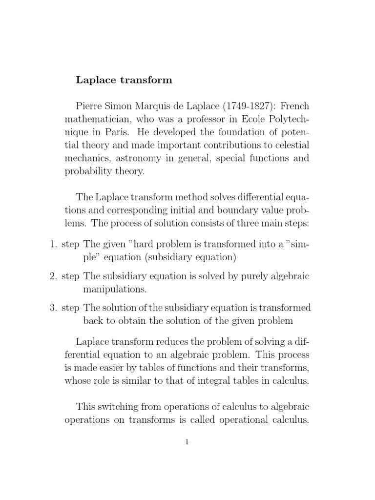 Laplace Transform Lecture Notes | PDF | Convolution | Laplace Transform Laplace Transform Lecture Notes | PDF | Convolution | Laplace Transform