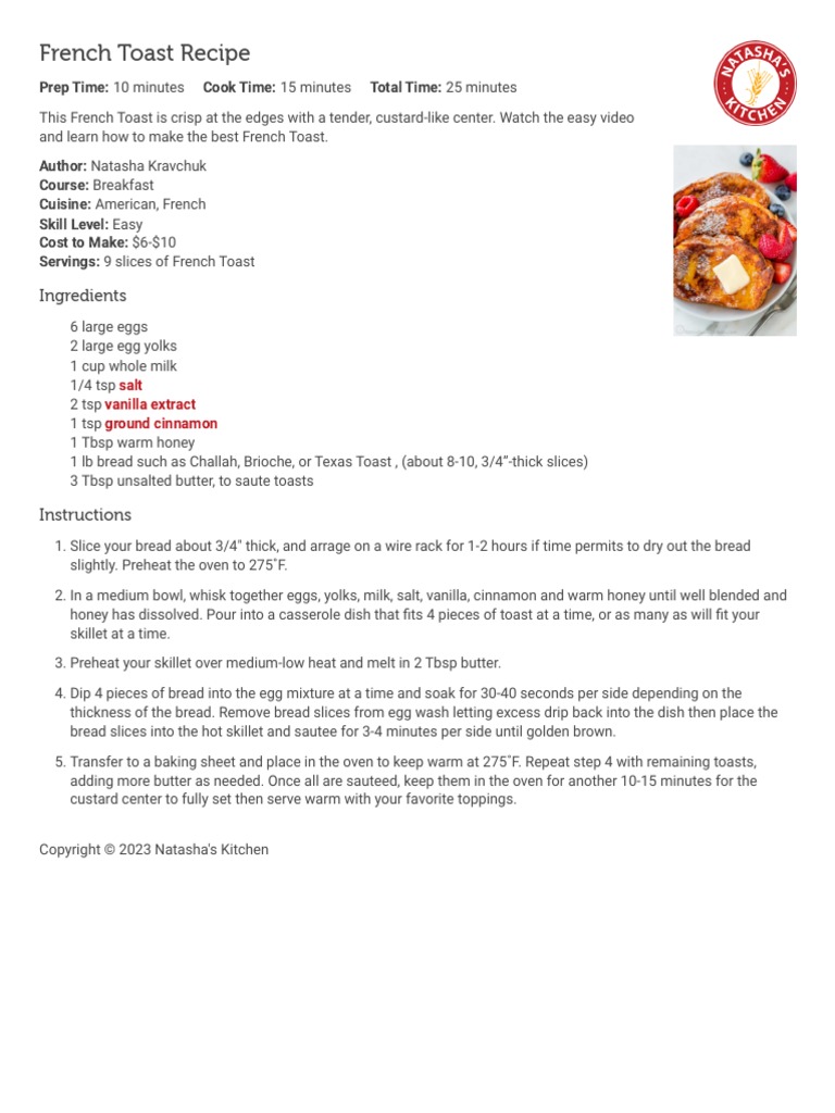 French Toast Recipe | PDF