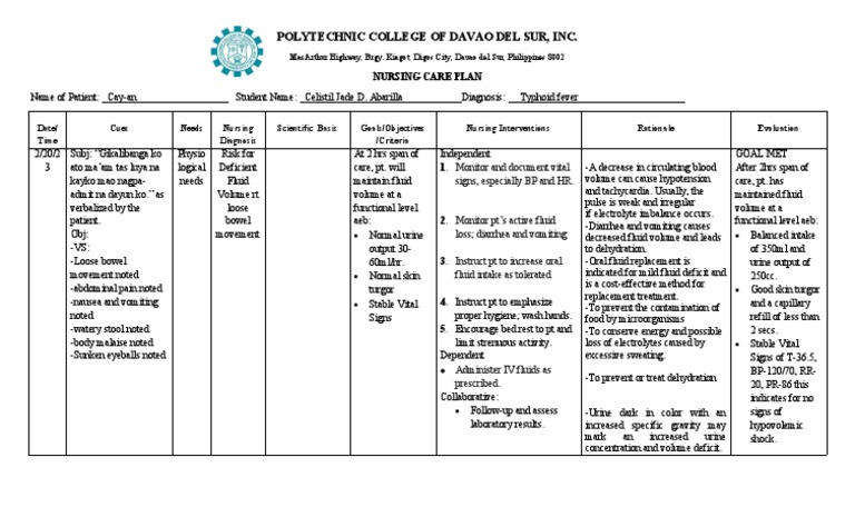 NCP J2 | Download Free PDF | Dehydration | Human Diseases And Disorders