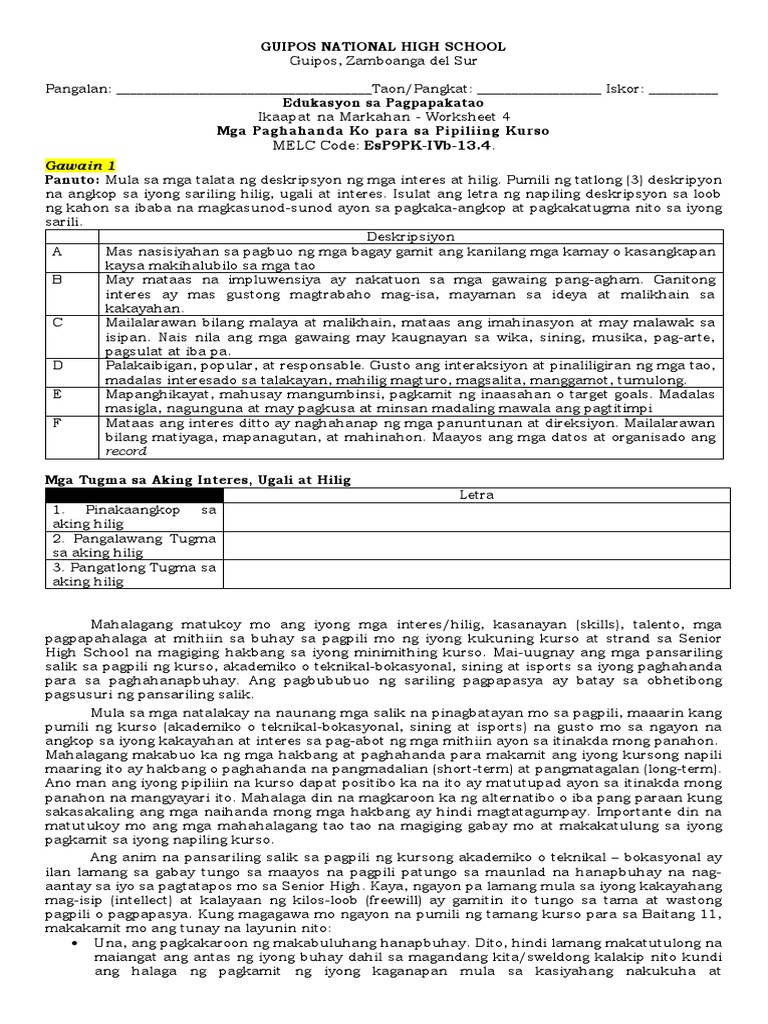 Worksheet Week 4 | PDF