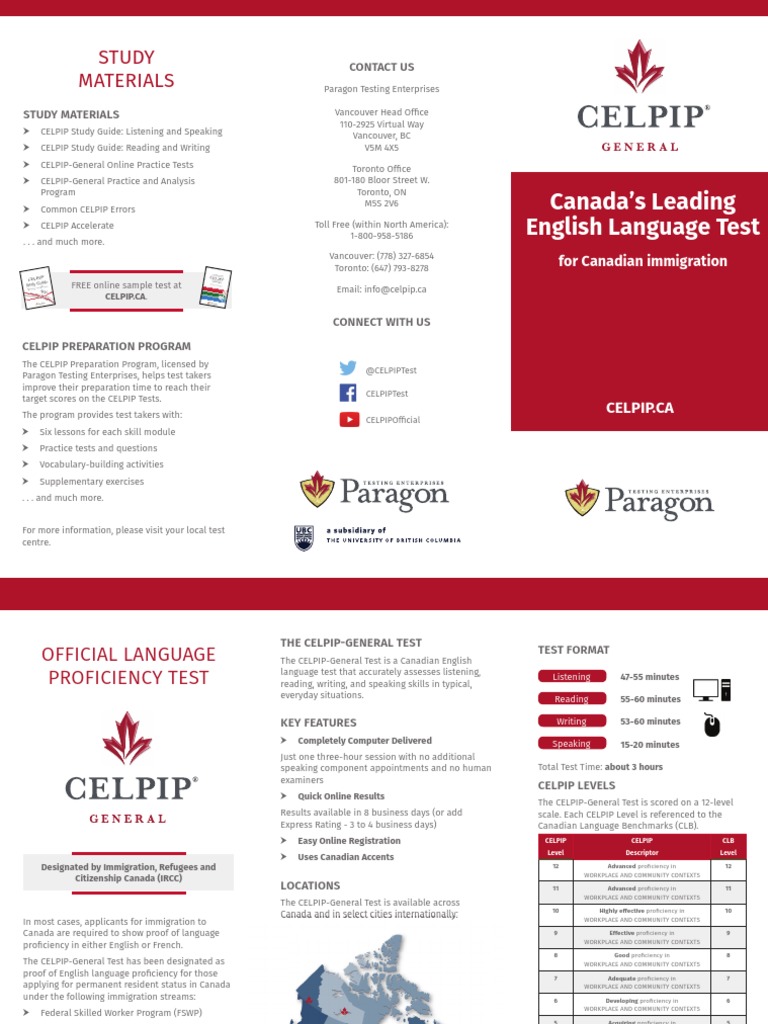CELPIP General Brochure | PDF | Canada