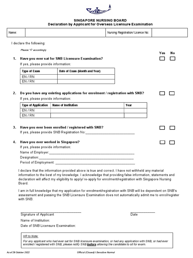 Declaration by Applicant For Overseas LE Form - Oct 2022 | Download ...