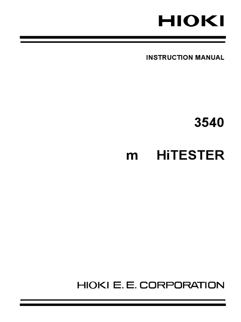 Hioki 3540 Manual | PDF | Power Supply | Electrical Resistance And ...