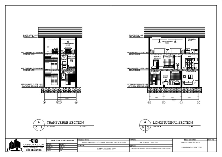 Longitudinal and Transverse Sections Plan | PDF | Buildings And Structures | Residential Buildings