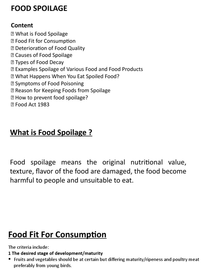 Food Spoilage Notes | Download Free PDF | Food Preservation | Decomposition