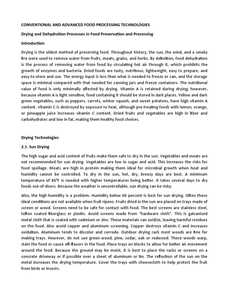 Advanced Drying Technologies in Food Processing | PDF | Freeze Drying ...