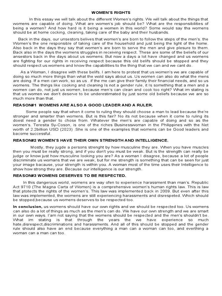 Womens Rights | PDF | Identity Politics | Equality Rights