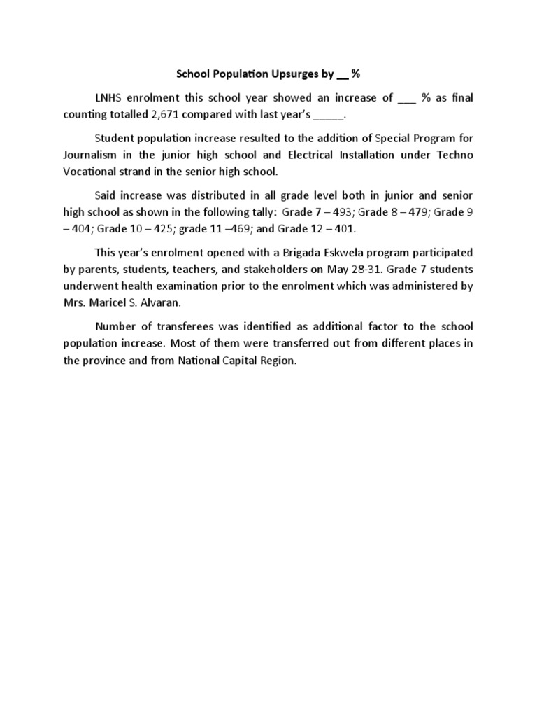 2018 Looc National High School Enrollment | PDF