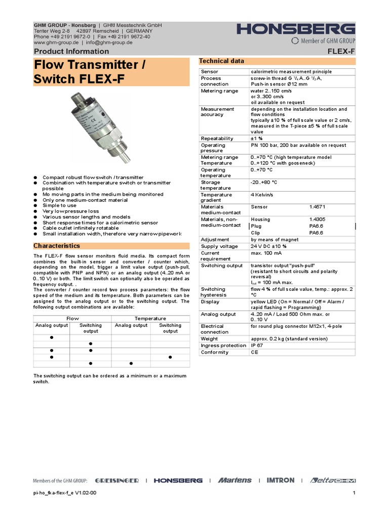 Flow Switch BWTS | PDF | Bipolar Junction Transistor | Sensor