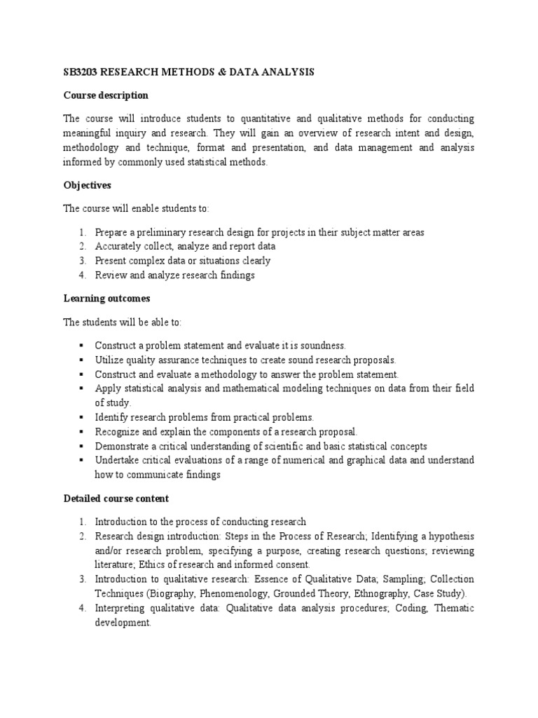 SB3203 Research Method & Data Analysis | PDF | Methodology | Statistics