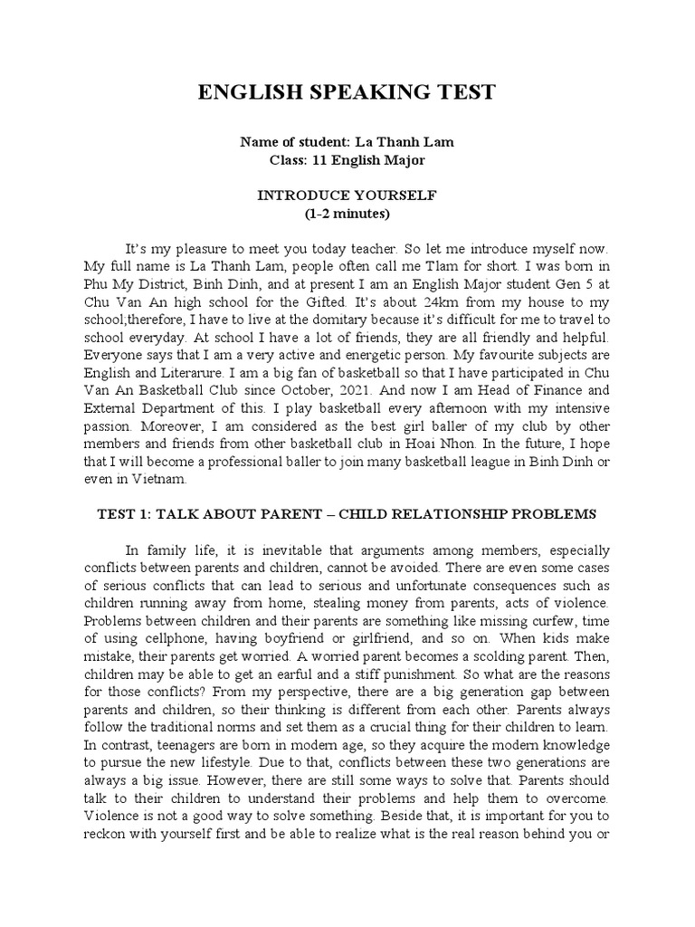 English Speaking Test | PDF | Psychology | Behavioural Sciences