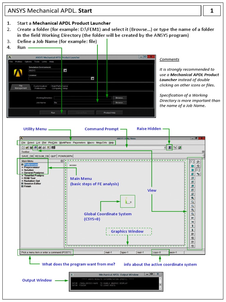 ANSYS Mechanical APDL. Start: Utility Menu Command Prompt Raise Hidden | PDF