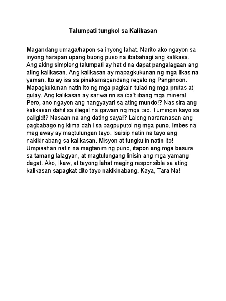 LUCELLE GAYAPA-Talumpati Tungkol Sa Kalikasan | PDF