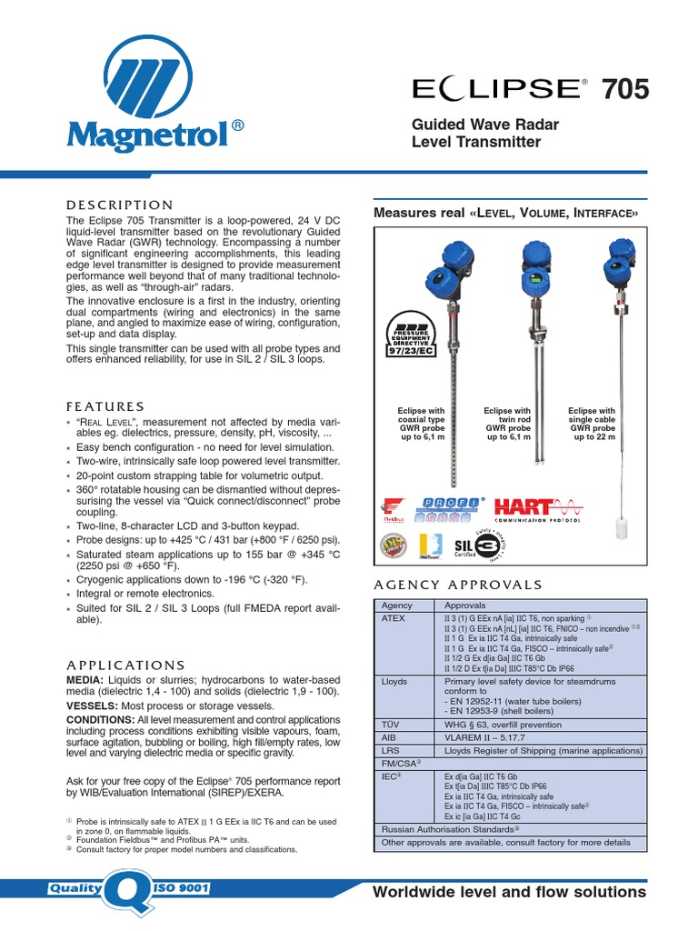 BE57-101-21 MAGNETROL Eclipse705 | PDF | Liquids | Coaxial Cable