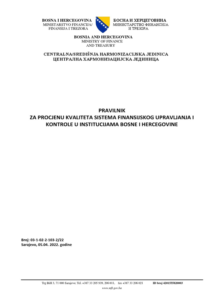 Pravilnik Za Procjenu Kvaliteta FUK-a | PDF