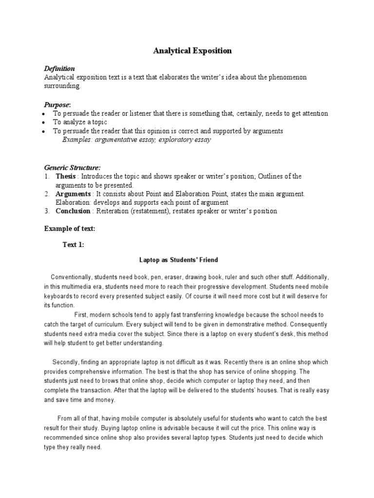 Analytical Exposition | PDF | Essays | Literacy