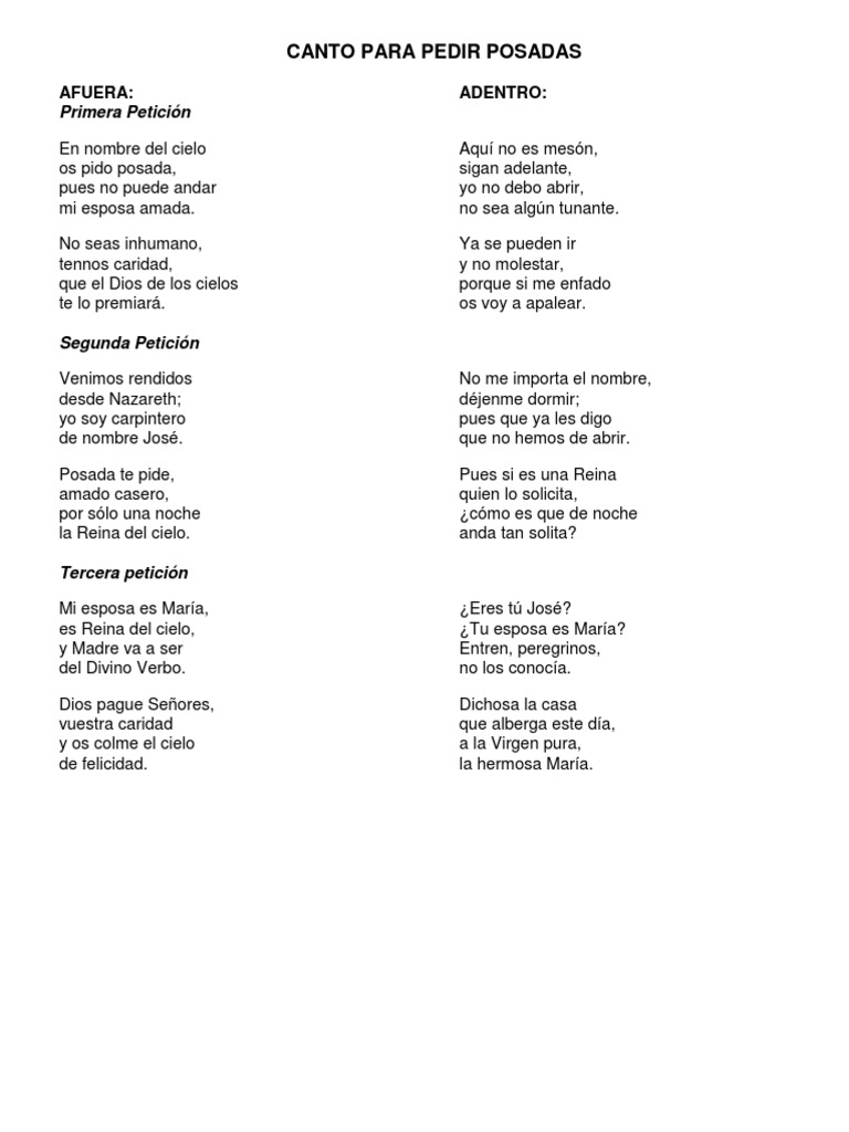Canto para Las Posadas | Descargar gratis PDF | María, madre de Jesús