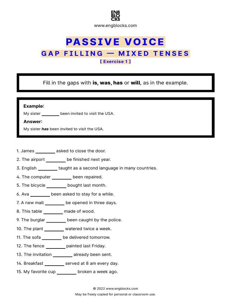 Passive Voice Gap Filling | PDF