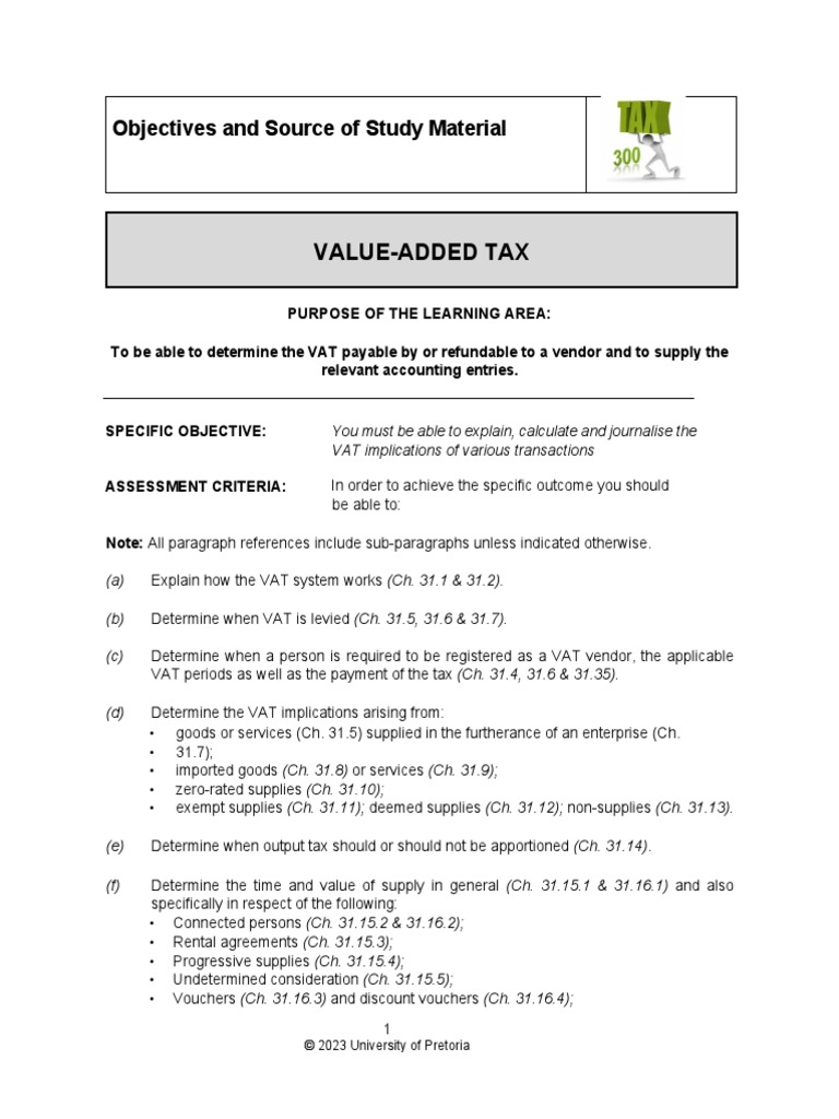 Learning Objectives - VAT (FINAL) | PDF | Value Added Tax | Taxes