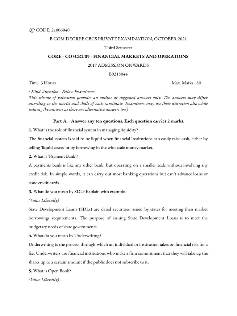 Fmo PVT 2021 Ans Key | Download Free PDF | Futures Contract | Stocks