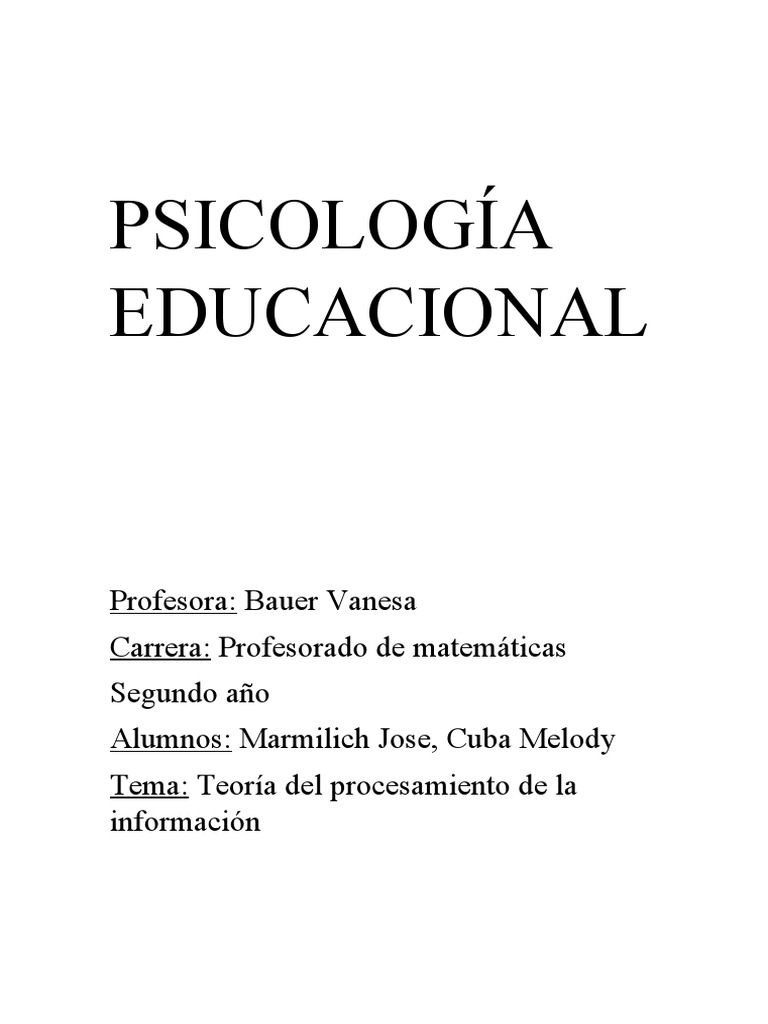 Teoria Del Procesamiento de La Informacion | PDF | Aprendizaje | Memoria